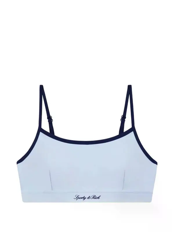 SPORTY & RICH Logo-print Athletic Bra - Blue