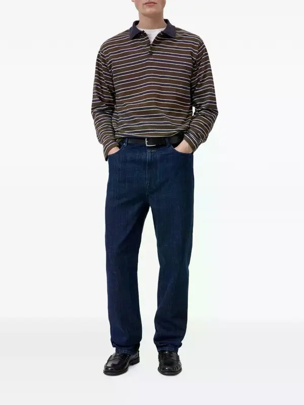 Closed Striped Long-sleeve Polo Shirt