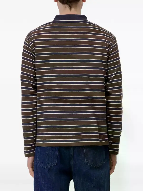 Closed Striped Long-sleeve Polo Shirt