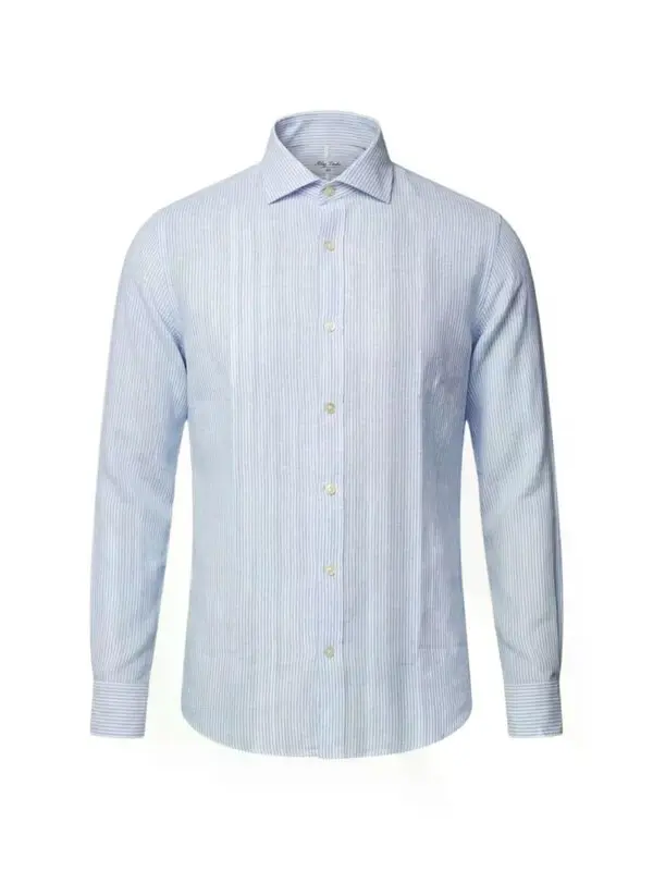 ALLEY DOCKS 963 Vertical-stripe Long-sleeve Shirt - Blue