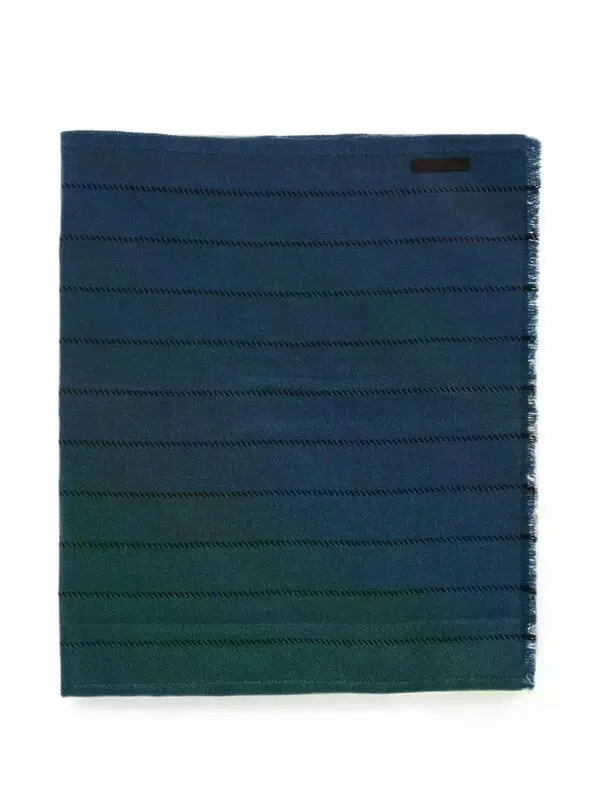 Zegna Striped Fringed Scarf - Blue