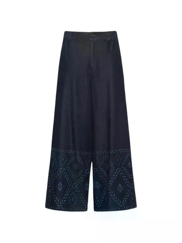 Max Mara Lampada Embroidered Wide-leg Jeans - Blue
