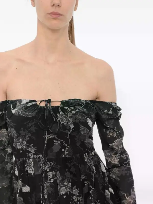 ALLSAINTS Devyn Peggy Floral Print Off-the-shoulder Midi Dress