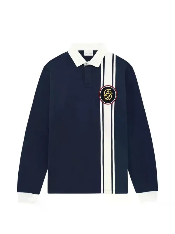 Drole De Monsieur Logo-patch Long-sleeve Polo Shirt - Blue