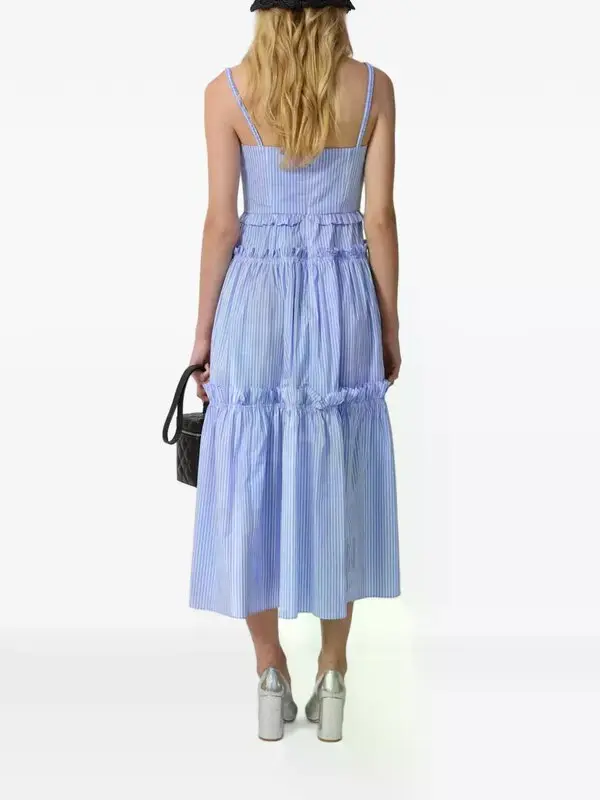 AKNVAS Floral-appliqué Ruffled Midi Dress
