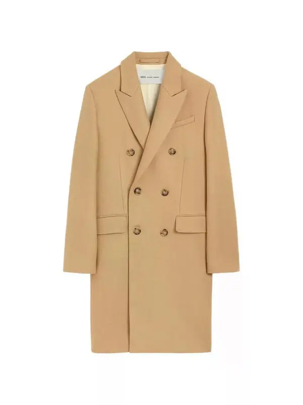AMI Paris Double Breasted Wool Coat - Neutrals