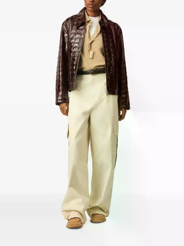 AMI Paris Crocodile-embossed Cowhide Leather Zipped Jacket
