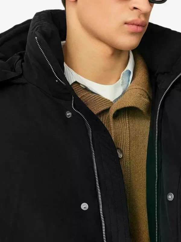 AMI Paris Hooded Nylon And Cotton Down Jacket With De Coeur