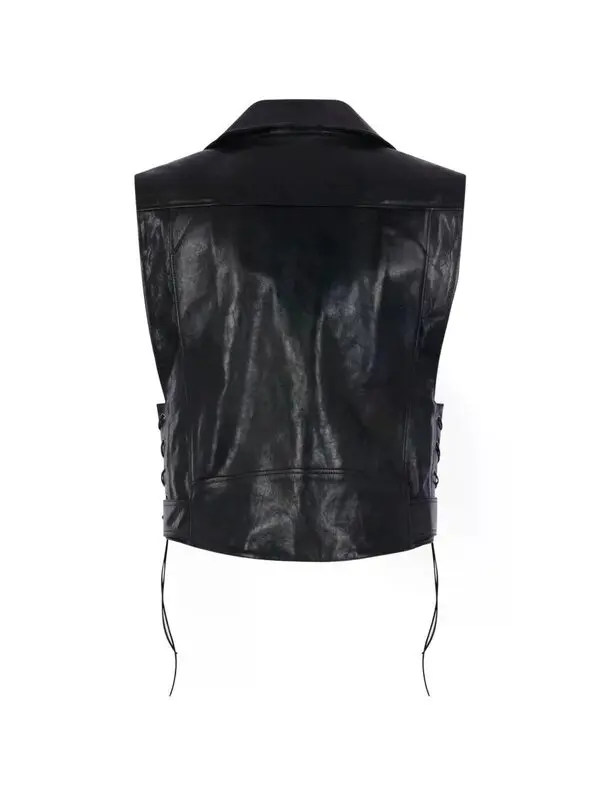 Saint Laurent Belted Lace-up Leather Waistcoat