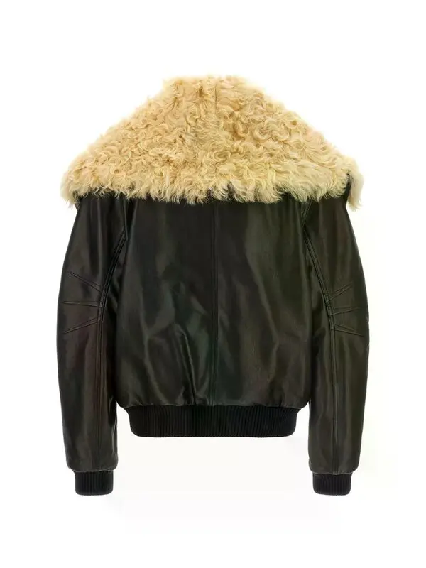 Attico Contrast-collar Leather Jacket