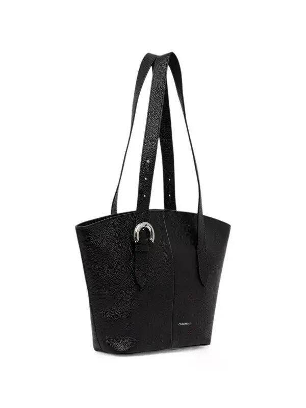 COCCINELLE Buckle-detail Pebbled Tote Bag - Black