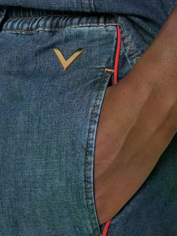 Valentino Garavani Piped-trim Vlogo Jeans