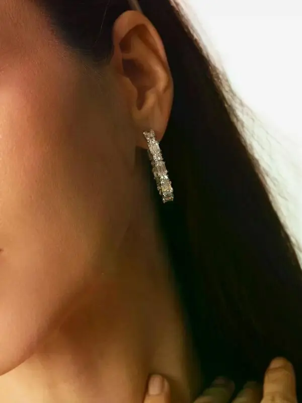 FANTASIA BY DESERIO Hoop Earrings With Emerald Cut And Round Cut Cubic Zirconia