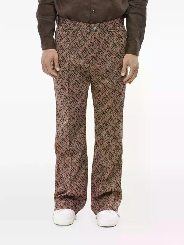 Needles Patterned Belt-loop Trousers - Orange
