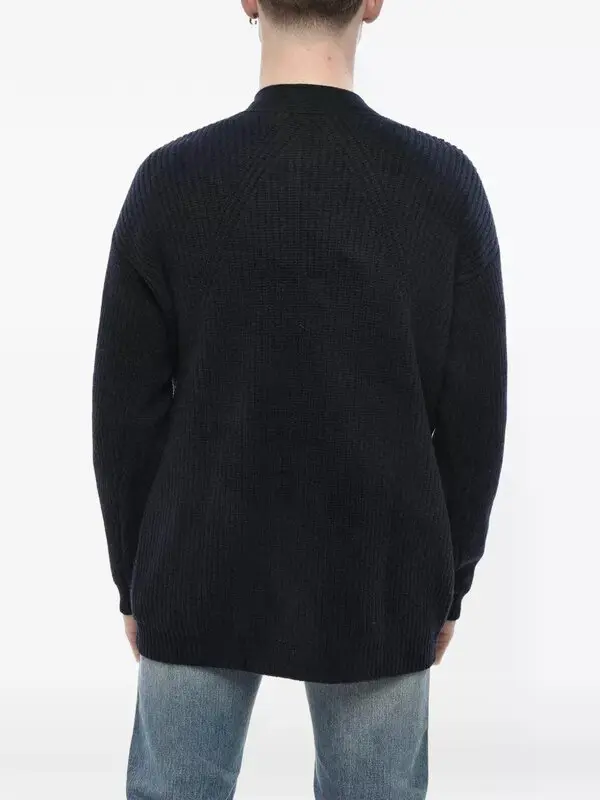 PAOLO PECORA V-neck Ribbed-knit Cardigan - Blue