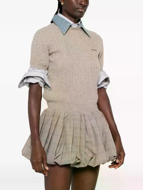 Miu Miu Cable-knit Short-sleeve Sweater