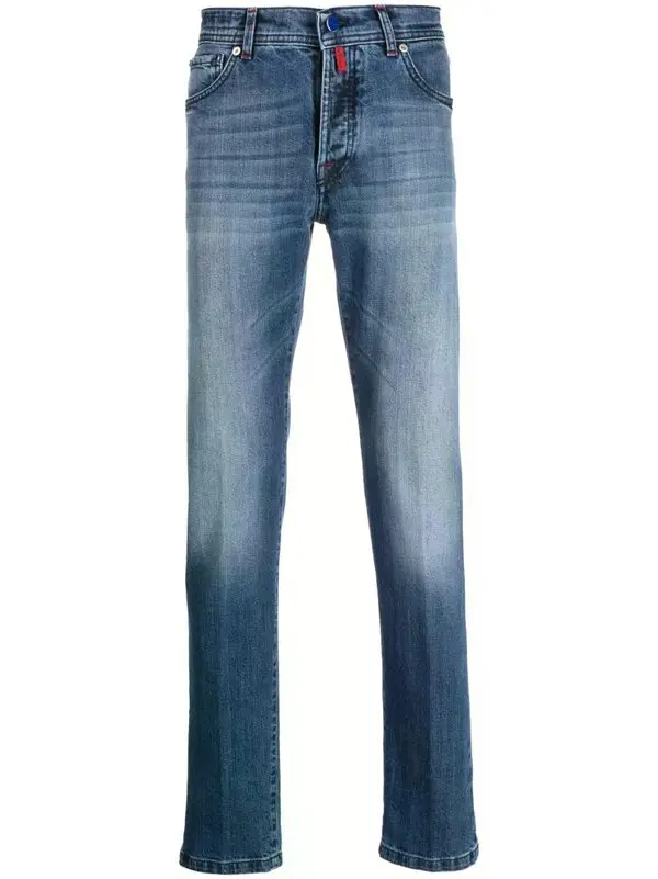 Kiton Slim-cut Cotton Jeans - Blue