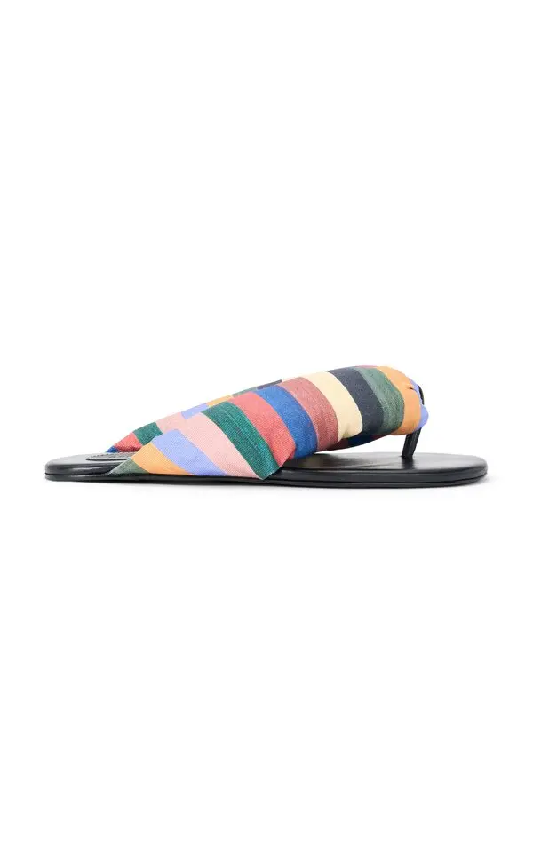 Staud Juno Thong Cotton-leather Sandals - Multi