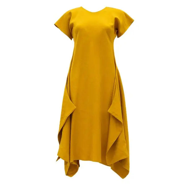 BIANCA POPP Many Angles Dress In Mustard Rayon - Yellow