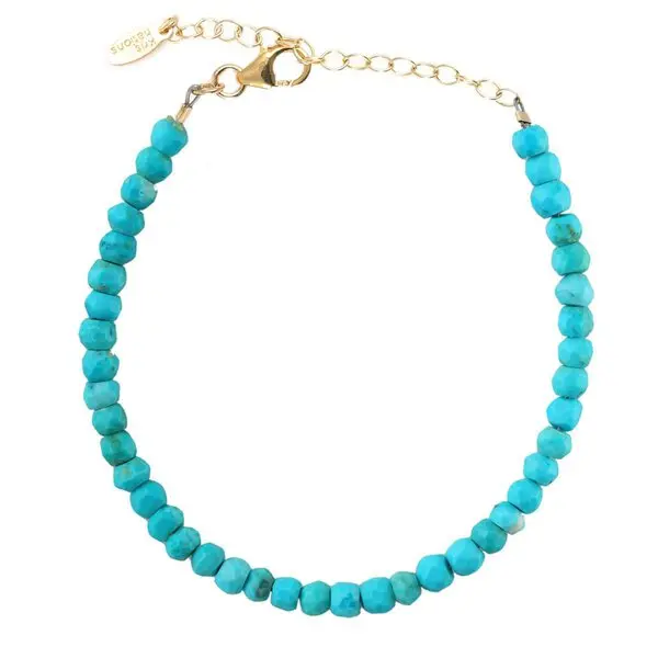 Kris Nations Turquoise Faceted Gemstone Beaded Bracelet - Silver