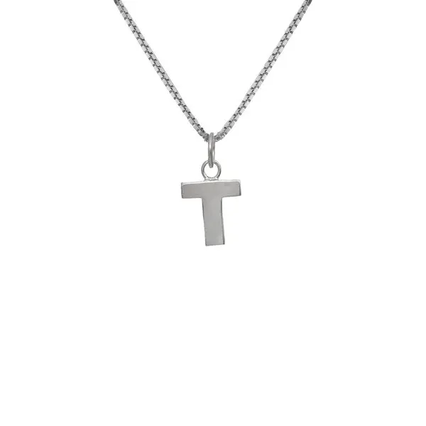 EDGE ONLY Letter Pendant "t" Initial Necklace Sterling - Silver