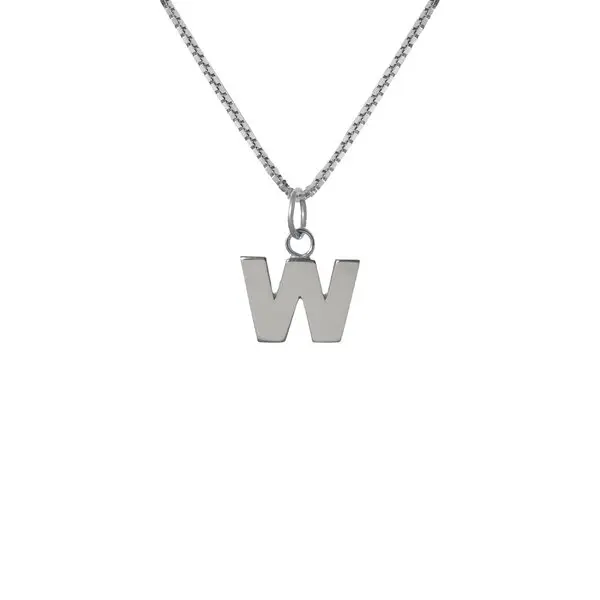 EDGE ONLY Letter Pendant "w" Initial Necklace Sterling - Silver