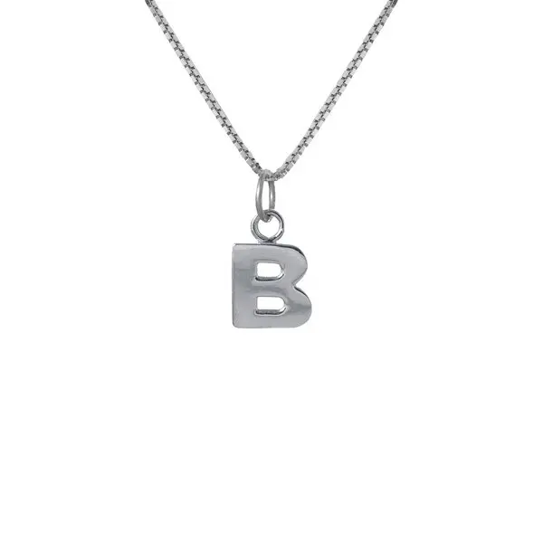 EDGE ONLY Letter Pendant "b" Initial Necklace Sterling - Silver