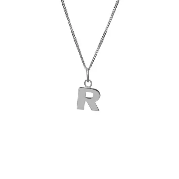 EDGE ONLY Letter Pendant "r" Initial Necklace Sterling - Silver