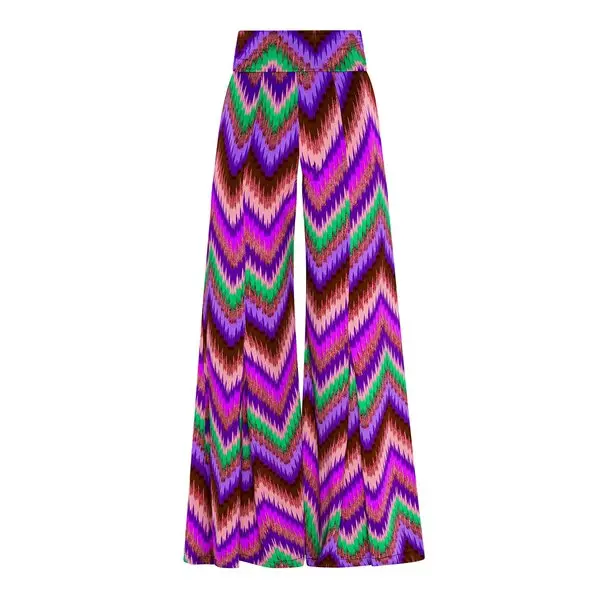 BEATRICE VON TRESCKOW Ikat Stretch Bell Bottom Flare Trousers - Purple