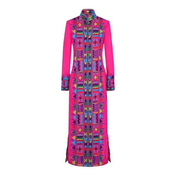 BEATRICE VON TRESCKOW Embroidered Silk Nomad Long Coat - Pink