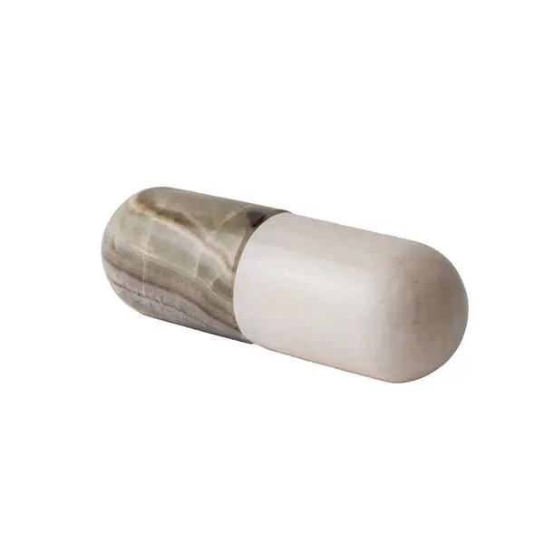 And Jacob Pill Sculpture In White Marble & Onyx - Green