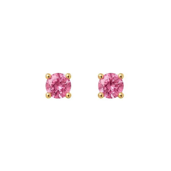 LILY FLO JEWELLERY Pink Sapphire Claw Set Stud Earrings - Gold