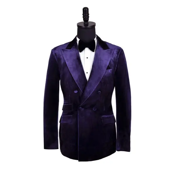 DAVID WEJ Maison Velvet Double Breasted Blazer - Purple