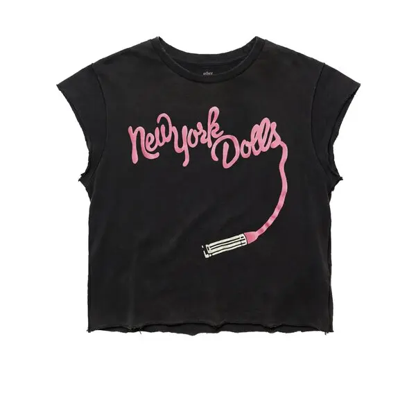 OTHER UK New York Dolls Lipstick Raw Edge T-shirt - Black