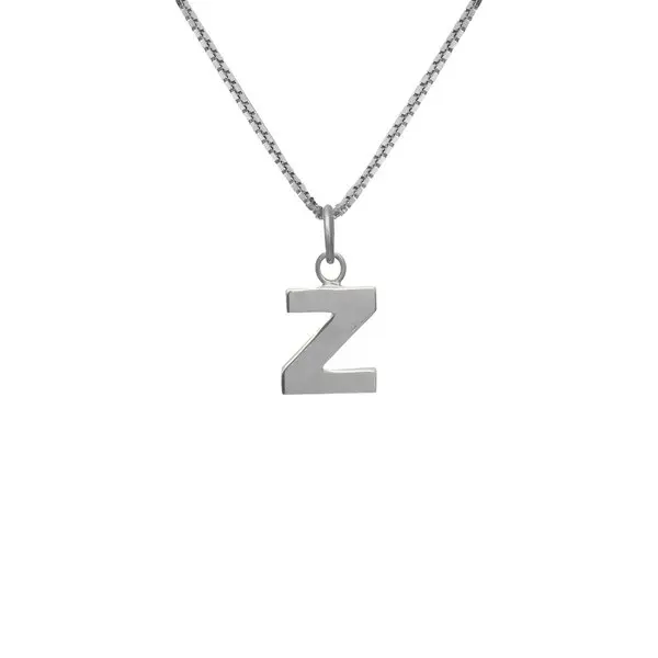 EDGE ONLY Letter Pendant "z" Initial Necklace Sterling - Silver