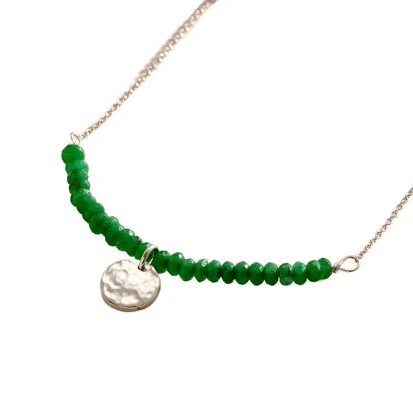 POSH TOTTY DESIGNS Sterling Green Semi Precious Beaded Necklace - Silver