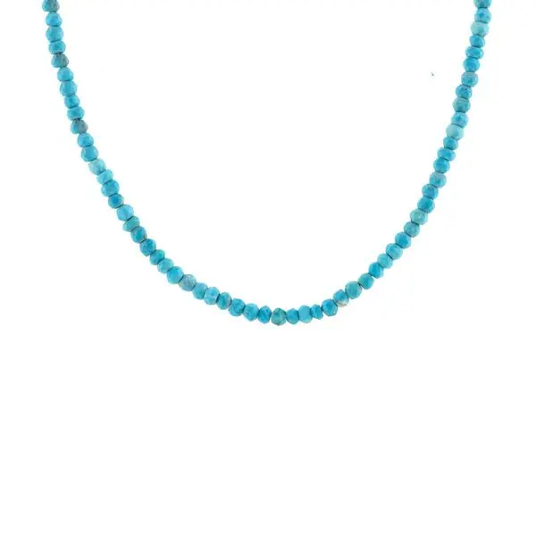 Kris Nations Turquoise Faceted Gemstone Beaded Necklace - Gold
