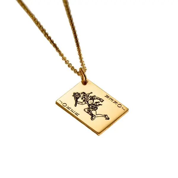 POSH TOTTY DESIGNS Yellow Joker Playing Card Charm Necklace - Gold