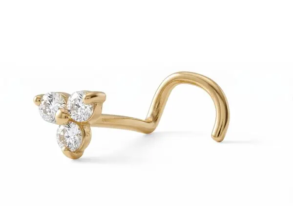 Zahav Jewelry 14k Solid 24g Trinity Cz Nose Stud - Gold