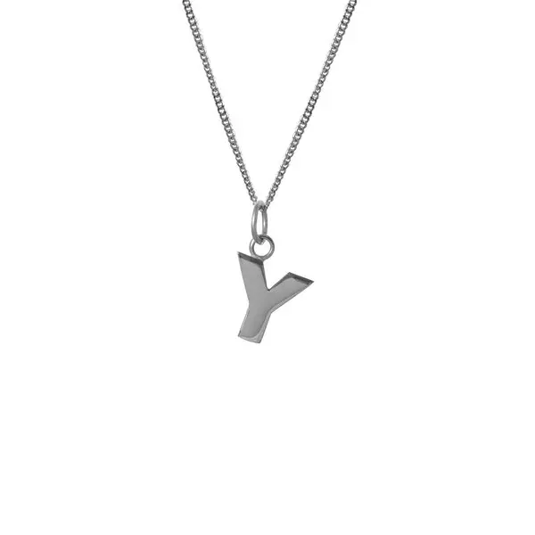 EDGE ONLY Letter Pendant "y" Initial Necklace Sterling - Silver