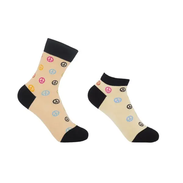 PEPER HAROW - MADE IN ENGLAND Neutrals Peace Luxury Crew & Trainer ’s Socks Bundle - Beige