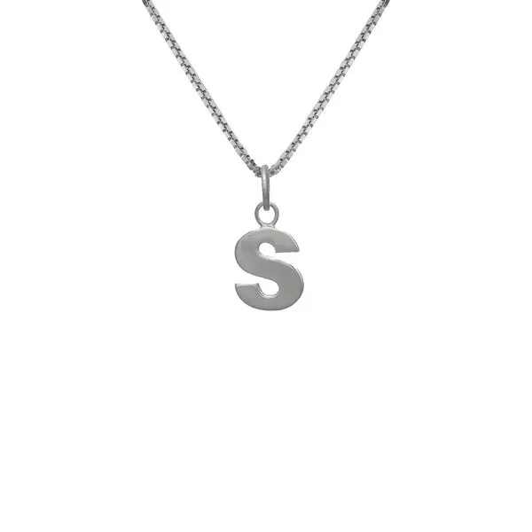 EDGE ONLY Letter Pendant "s" Initial Necklace Sterling - Silver