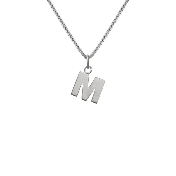 EDGE ONLY Letter Pendant "m" Initial Necklace Sterling - Silver