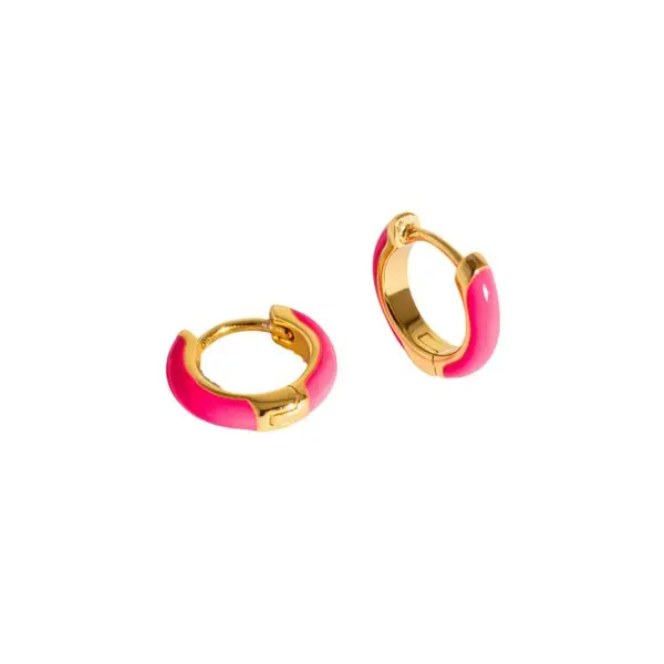 CLAIRE HILL DESIGNS Hot Gold Huggie Earrings - Pink