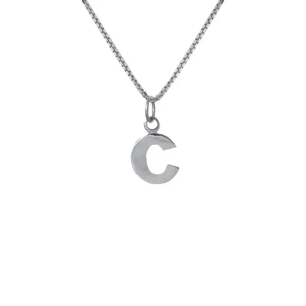 EDGE ONLY Letter Pendant "c" Initial Necklace Sterling - Silver