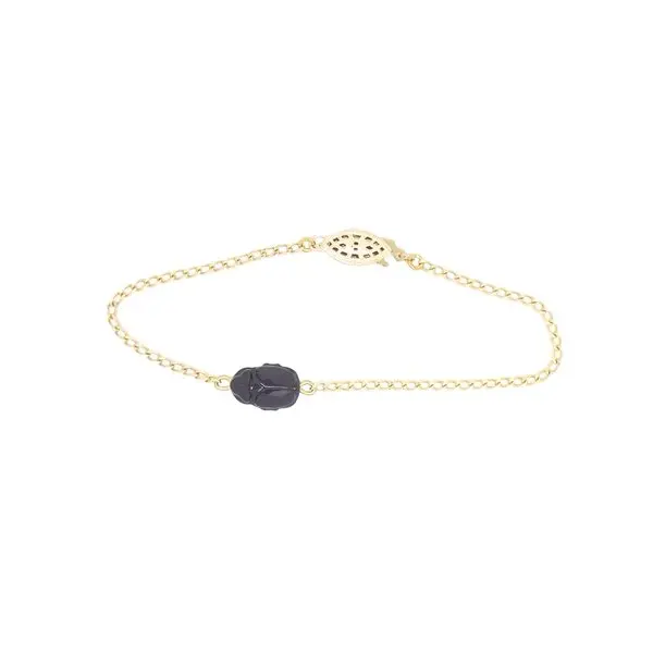 SALOME Gold / Black Noir Scarab Bracelet - Gold/black