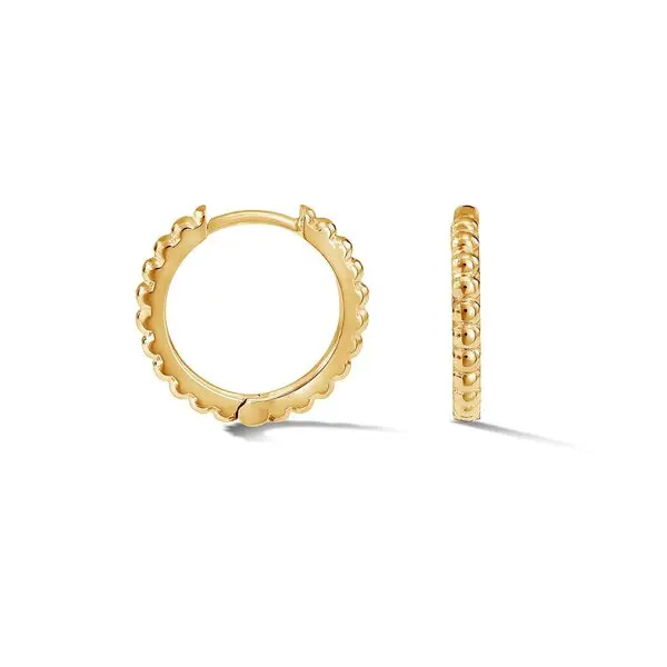 DOWER & HALL Medium Dotty Huggie Hoops - Gold