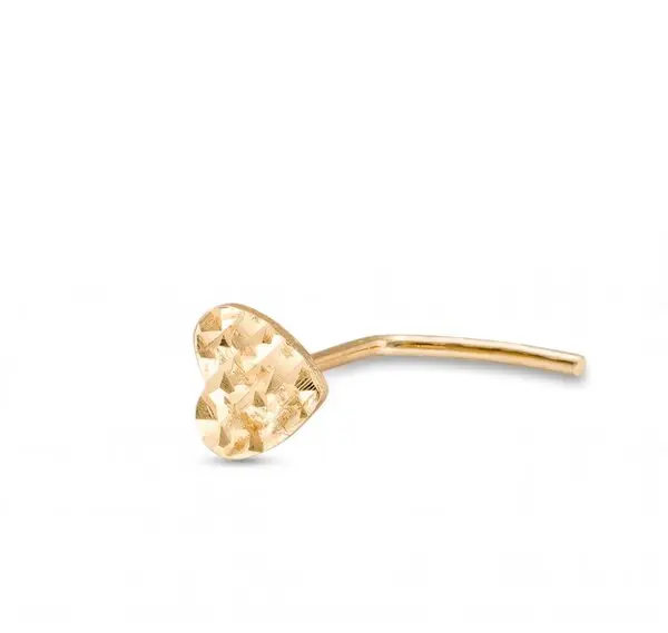 Zahav Jewelry 14k Solid 24g Heart-shaped Nose Stud - Gold