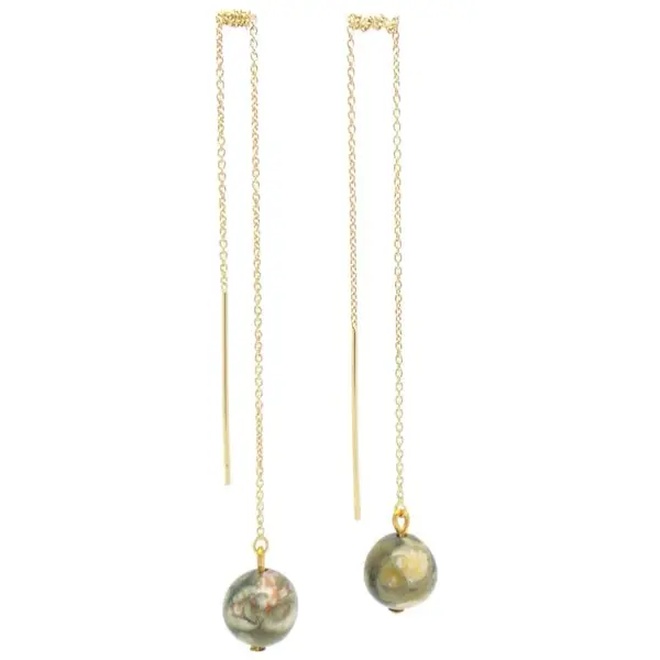 SALOME Neutrals / Grey / Gold Lebialem Highland Threader Earrings - Grey/gold