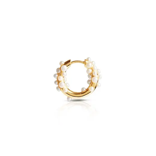 KASUN LONDON Pearl Cluster Hoop Earring Vermeil - Gold